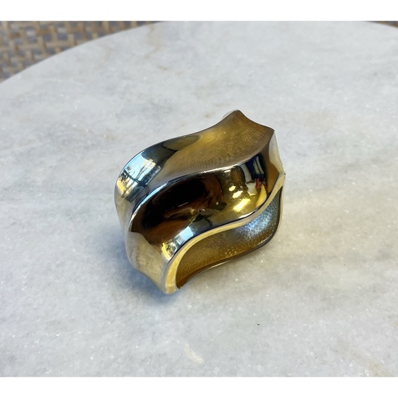 Jewelry | Vintage Gold Wavy Metal Hinge Cuff Bracelet | Poshmark
